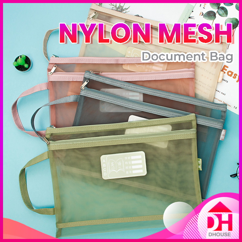 Double Layer Nylon Document Bag File Folder Zipper Bags School Office ...