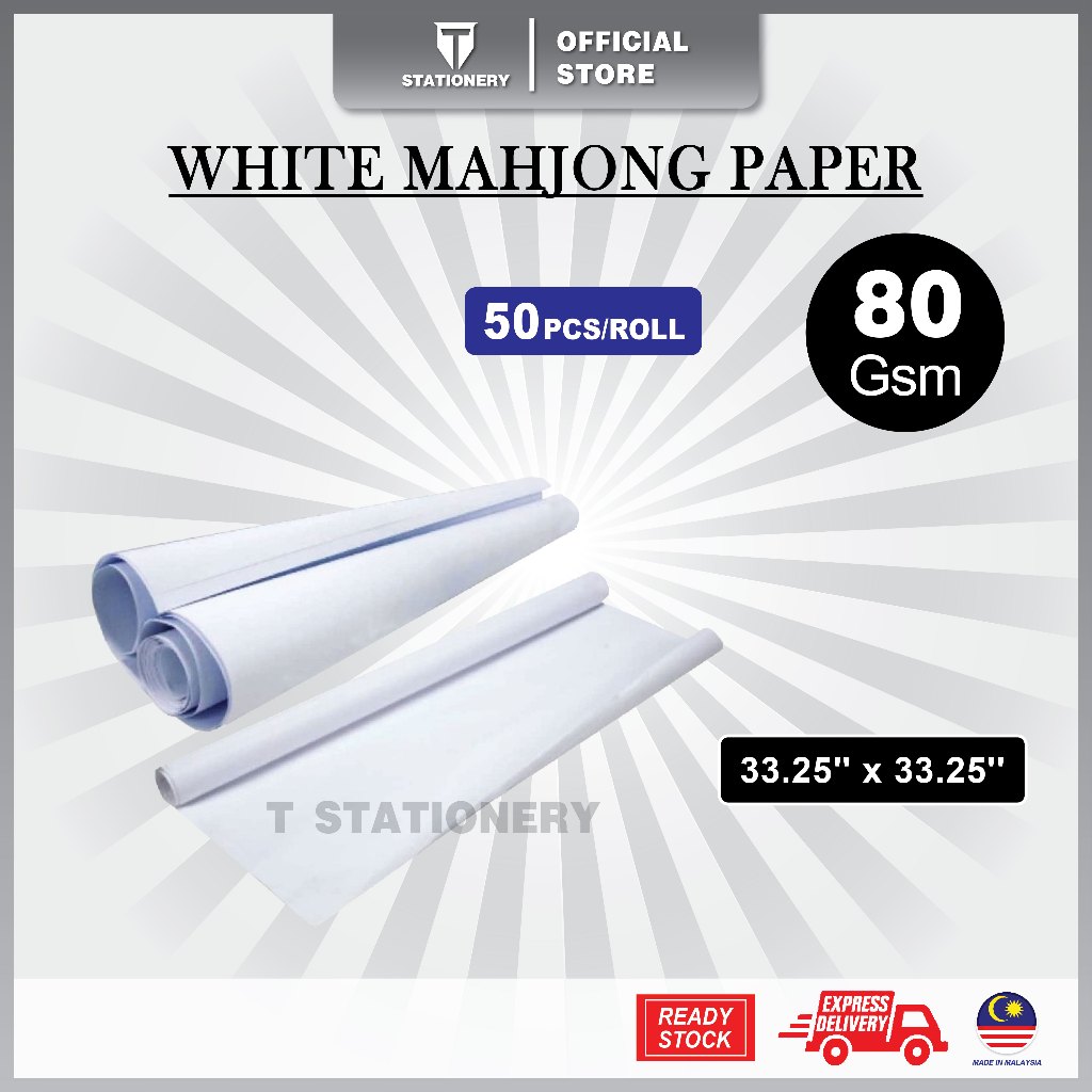 [50 pcs/roll] FAMOSA White Mahjong Paper Rolls – 33.25” x 33.25 ...