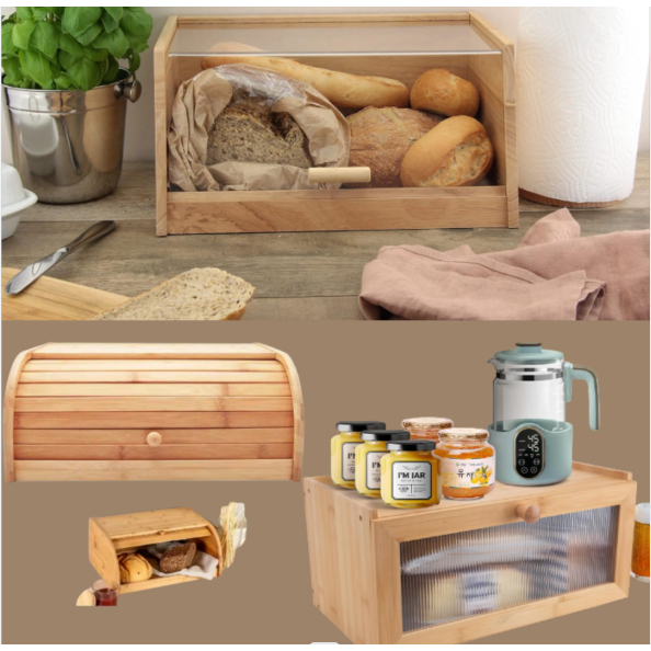 RMI Bamboo Bread Box for Kitchen Counter- Bread Storage Container ...