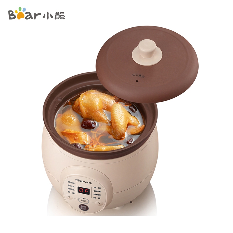 Bear DDG-D20S2 Smart Slow Cooker | 2L Clay Pot | 9.5H Timer | Auto Keep Warm | Anti-Overflow | 8 ...