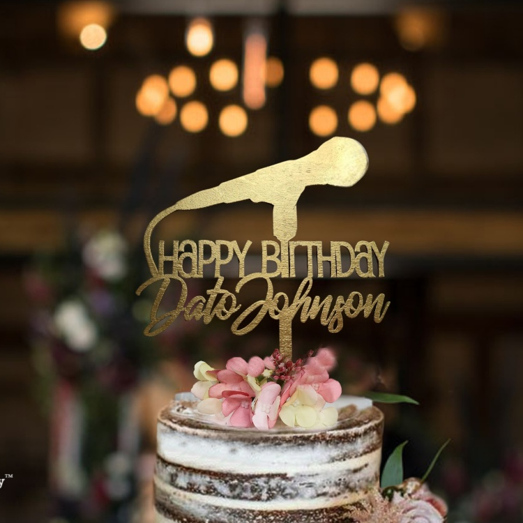 Personalized Wooden Singer Cake topper, karaoke, harijadi penyanyi ...