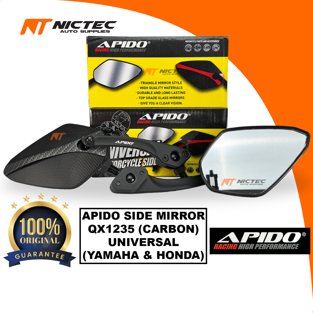 APIDO QX1235 RACING SIDE MIRROR UNIVERSAL YAMAHA HONDA DESIGN CARBON ...