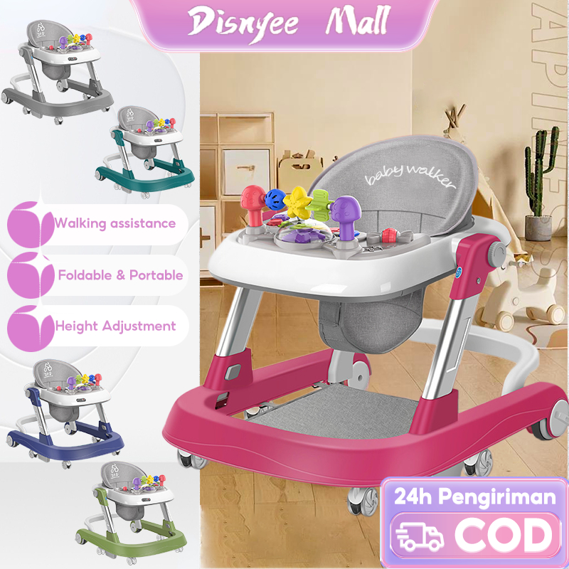 Baby walker with music Adjustable Heights walker baby Anti-fall ...
