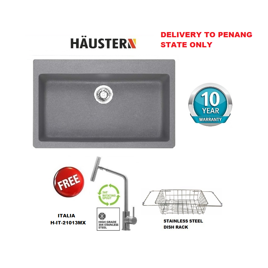 Haustern HT-Rico 613 G Granite Kitchen Sink Grey (PENANG STATE ONLY ...