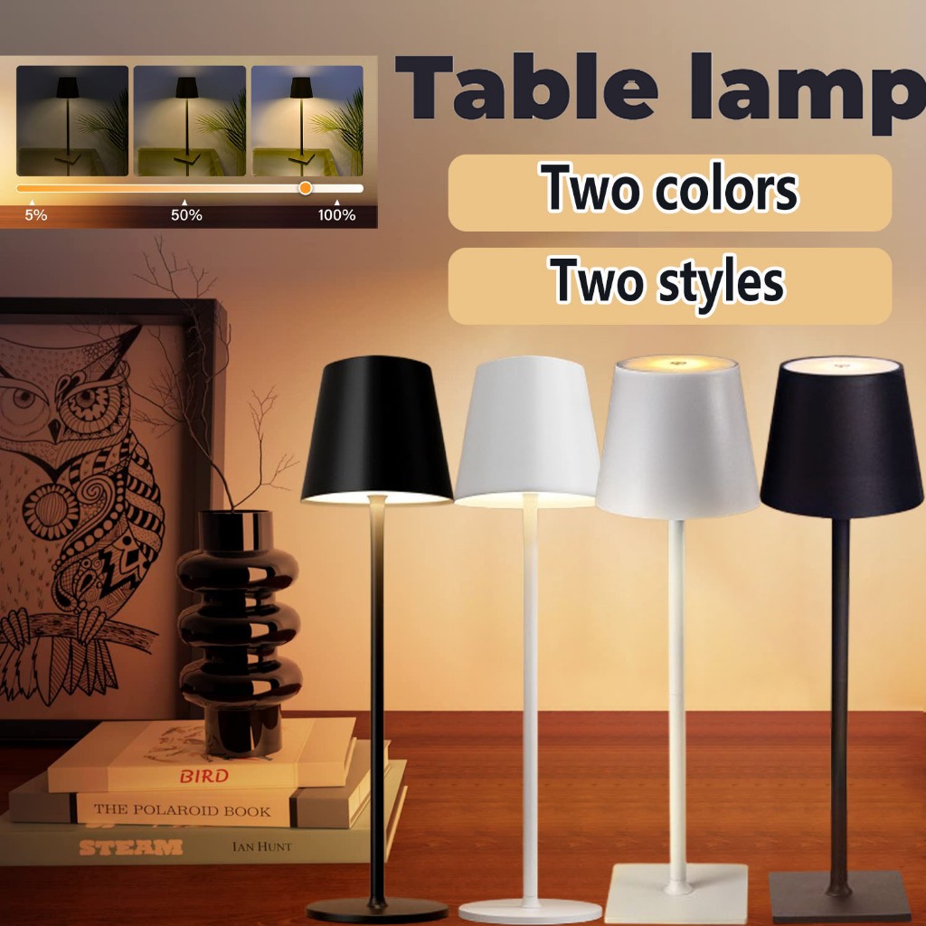 Table Lamp Touch Sensor Rechargeable Bedside Lamp Room Light Desk Lamp ...