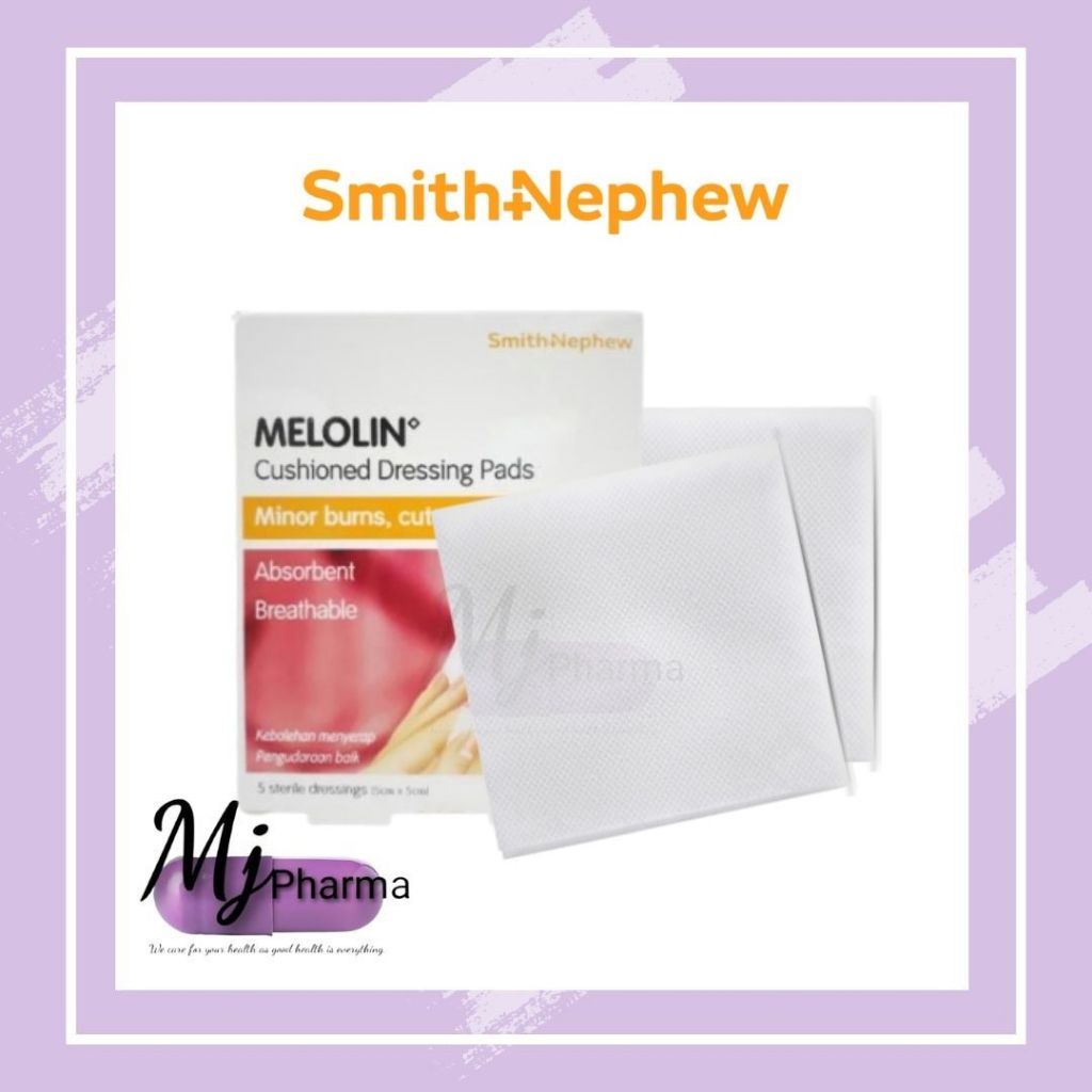 smith&nephew MELOLIN Low Adherent Absorbent Pads ( 5cmx5cm ) 5 sterile ...