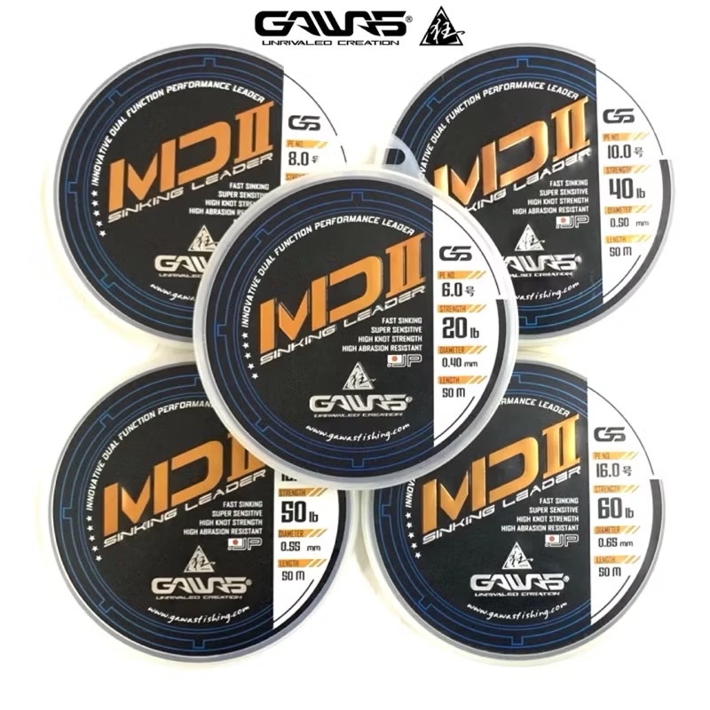 GAWAS 🇯🇵 MD II Sinking Leader 50m Line Shock MD 2 Fast Sink Japan High ...
