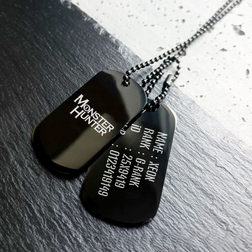 Monster Hunter Army Tag Rantai / Tag Askar Engrave Necklace Game Name ...