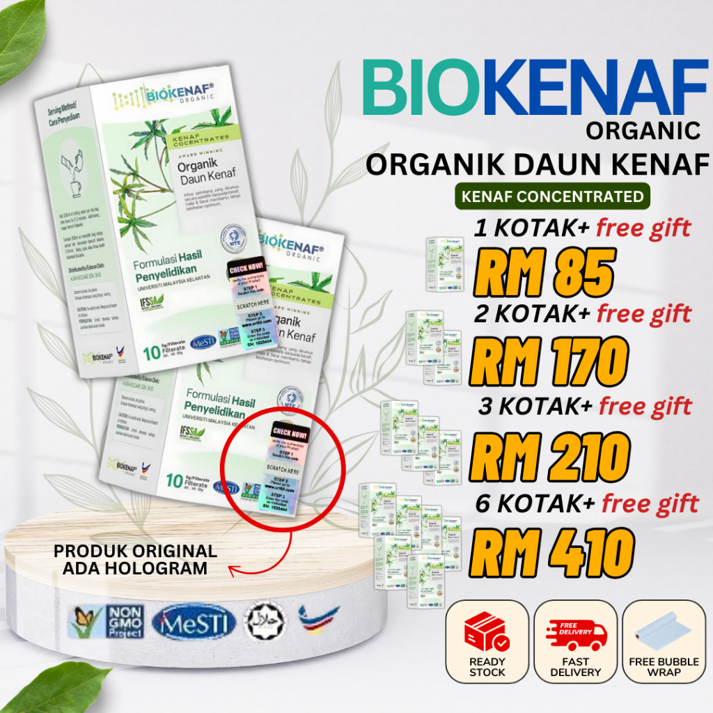 [100% ORIGINAL HQ] BIOKENAF ORGANIC DAUN KENAF DIFORMULASI UNTUK DARAH TINGGI KENCING MANIS DARI ...