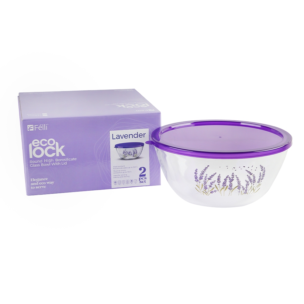 Felli Ecolock High Borosilicate Glass Round Bowl With Lid Set ...