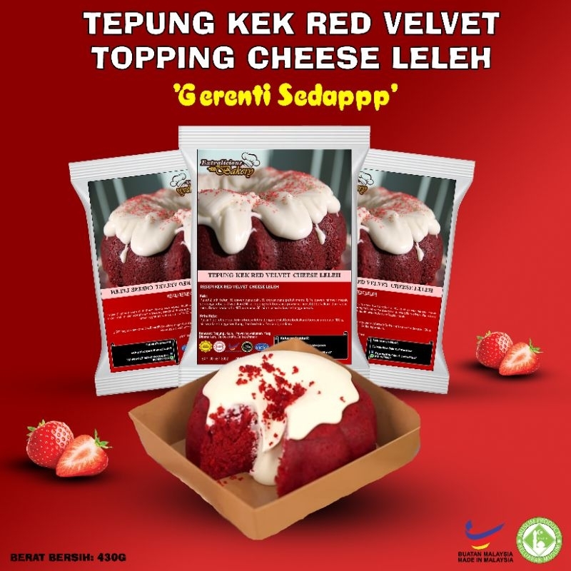 (PROMO) TEPUNG KEK RED VELVET TOPPING CHEESE LELEH | Shopee Malaysia