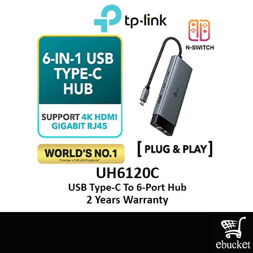 TP-Link UH6120C USB-C Hub 6 in 1 to HDMI 4K@60Hz Ethernet PD USB 3.0 ...