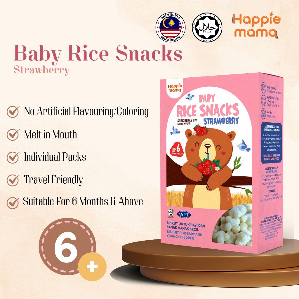 Happiemama Baby Rice Snack Rice Puff Biskut Bayi Baby Food (Strawberry ...