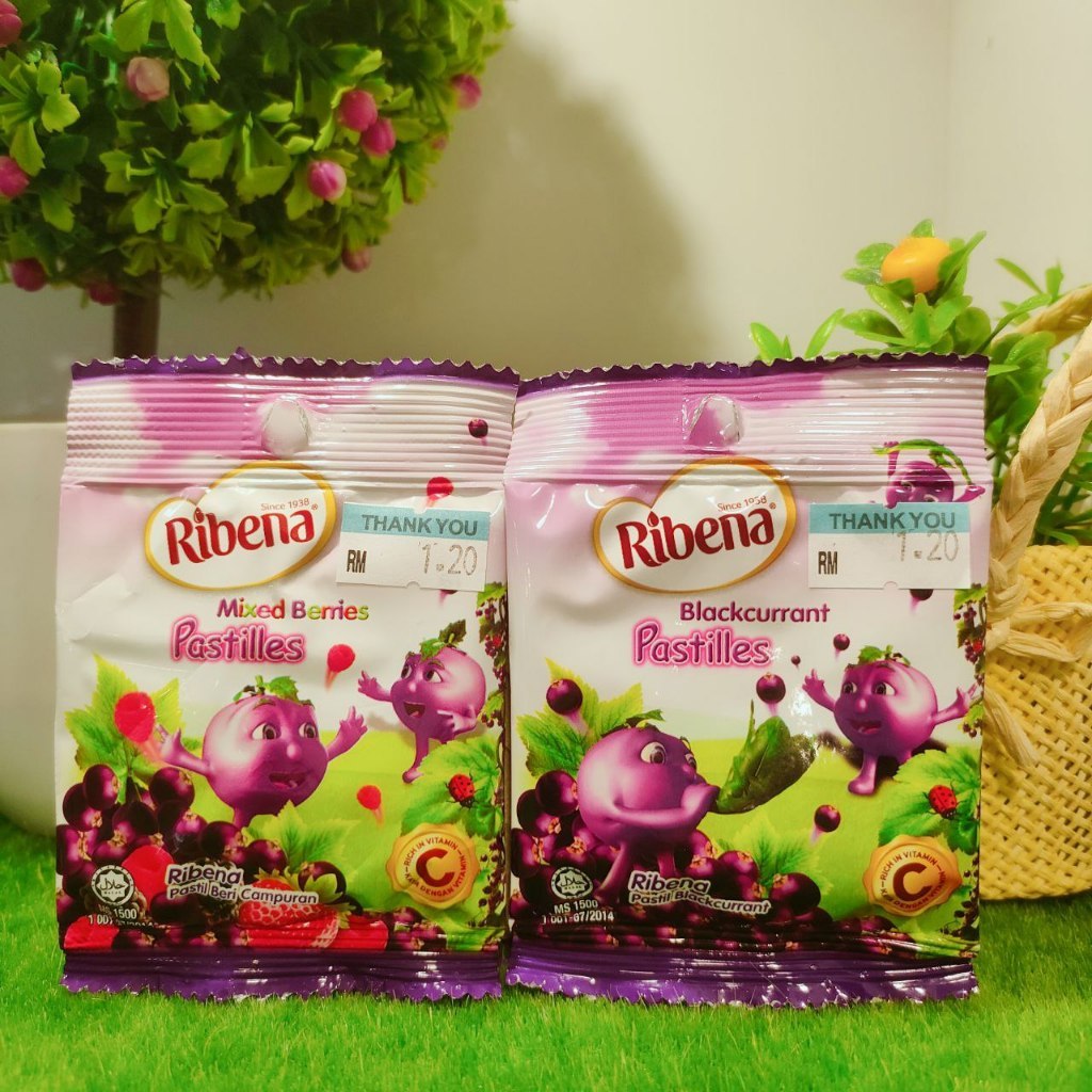 1)Ribena Blackcurrant Pastilles 利賓纳 黑加仑子 软糖 (10G/40G) 2) Ribena Mixed ...