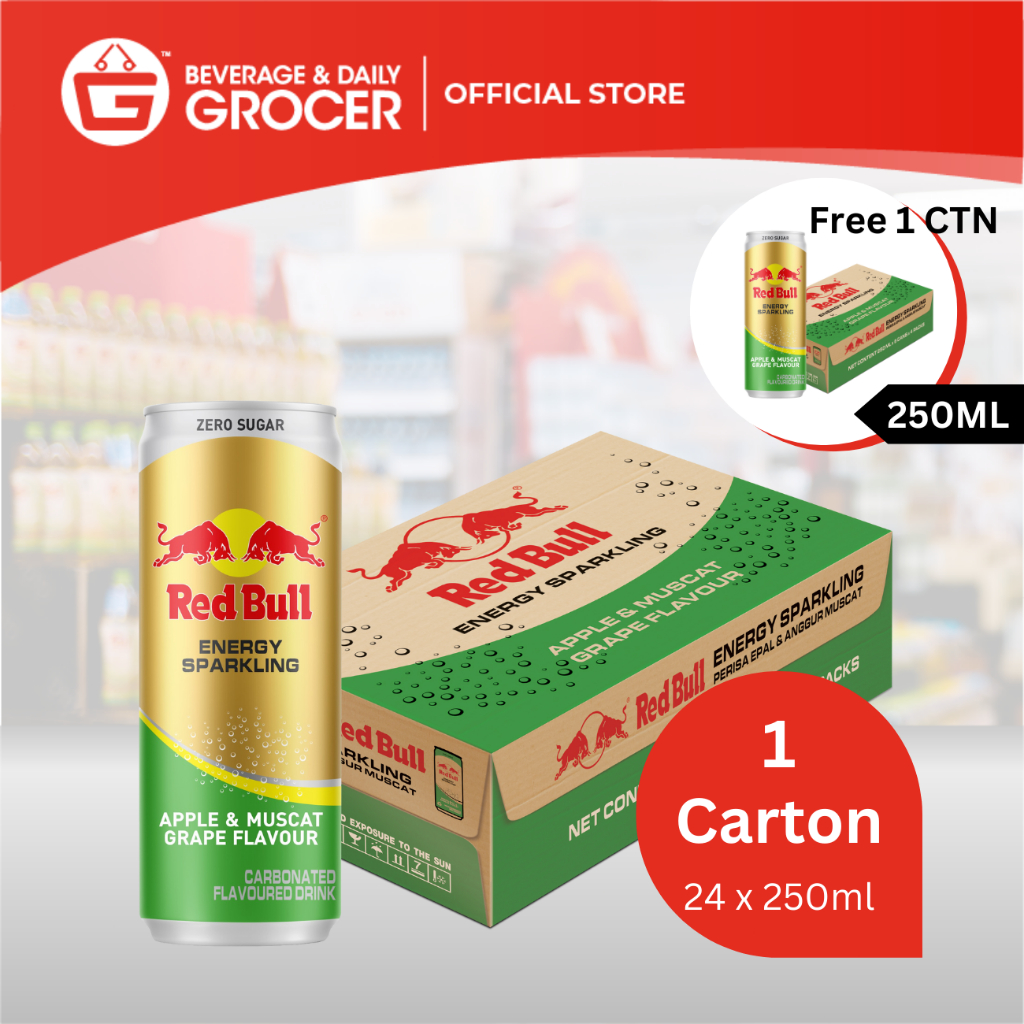 [Buy 1 Free 1 Carton] Red Bull Energy Sparkling Apple Muscat Grape ...