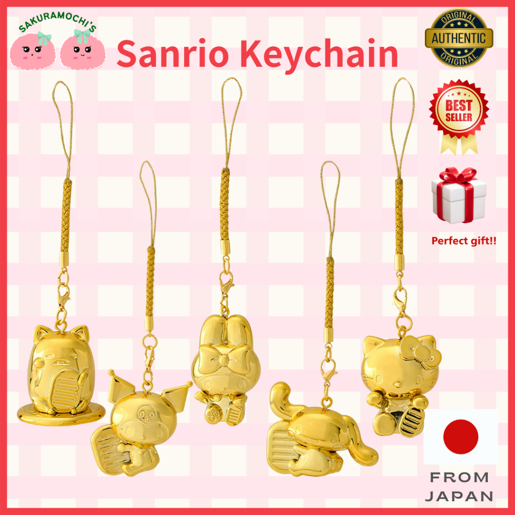 Sanrio My Melody Kuromi Gudetama Hello Kitty Gilded Gold My Strap Key Chain [Direct from Japan ...
