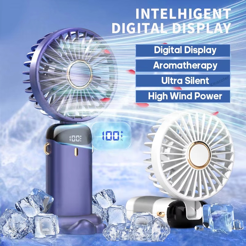 Handheld Mini Fan Foldable Portable Neck Hanging Fans 5 Speed USB ...