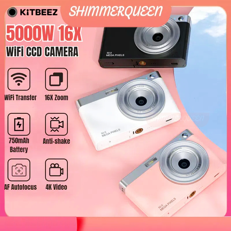 KiTBEEZ💡 50MP WiFi CCD Digital Camera 16X Digital Zoom Autofocus Built ...