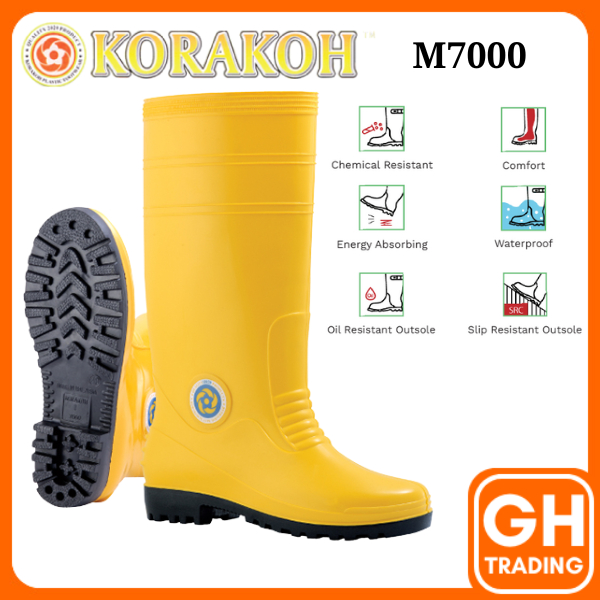KORAKOH 7000 PVC Rain Boots Yello Kuning Kasut But Hujan Getah Kebun ...