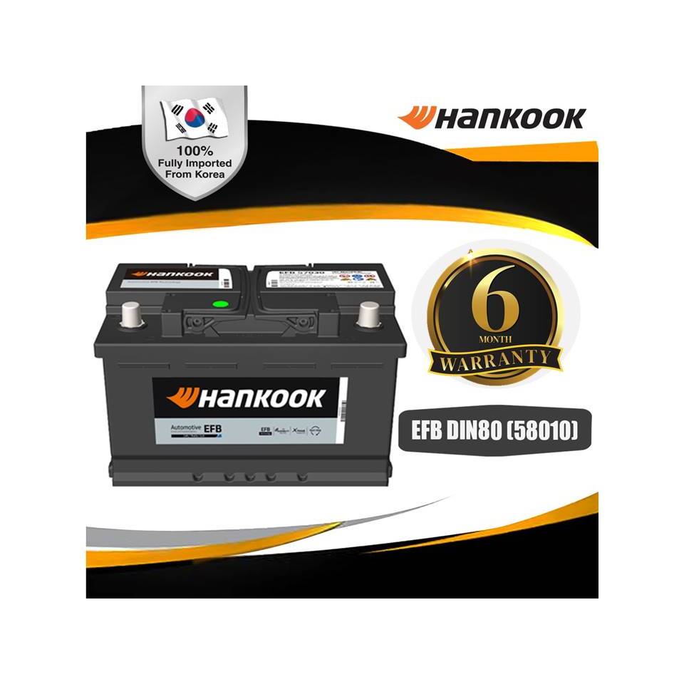 Hankook DIN80 EFB Start Stop Car Battery for BMW F30 X1, Land Rover ...