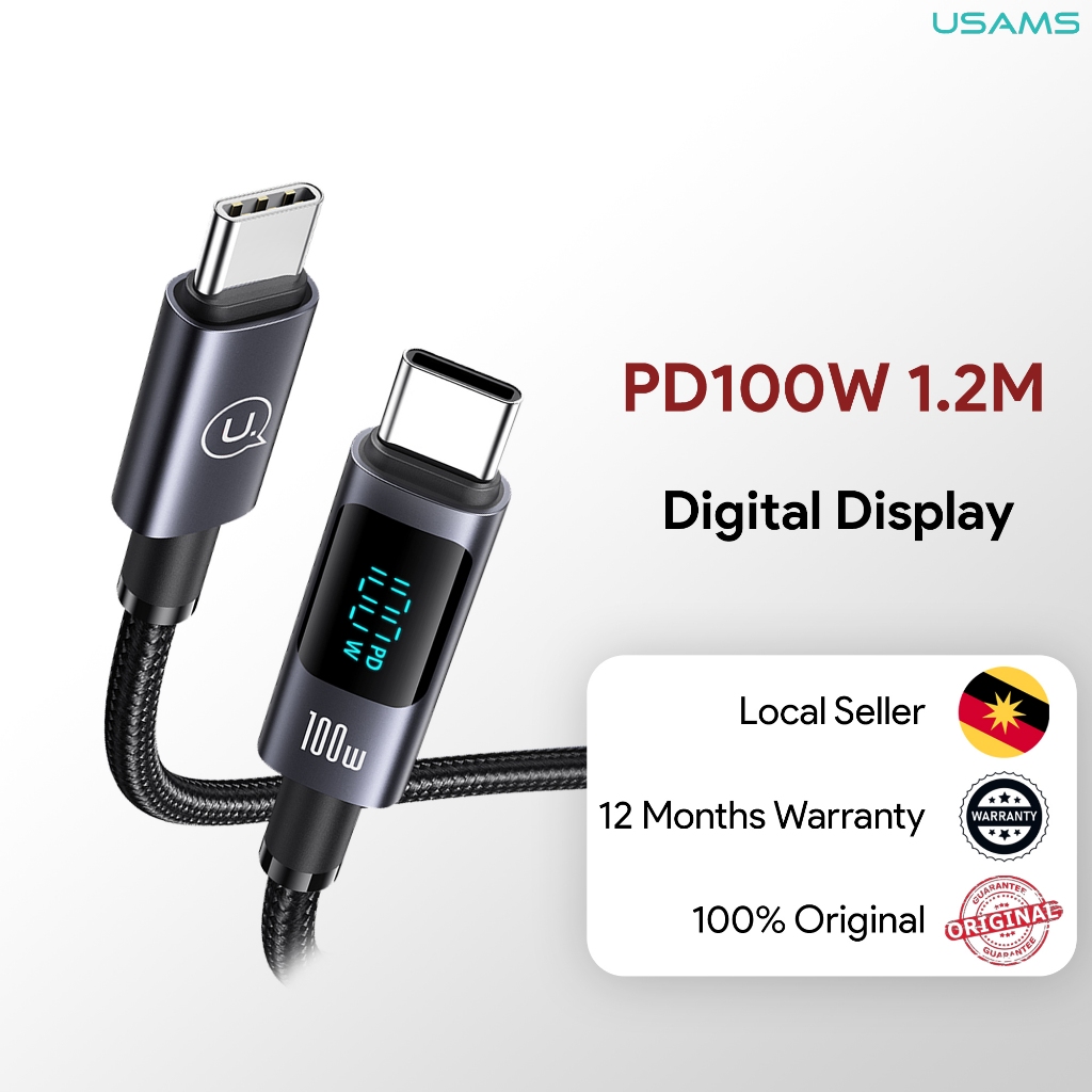 USAMS Cable US-SJ671 PD100 1.2M Type-C to Type-C Digital Display Fast ...