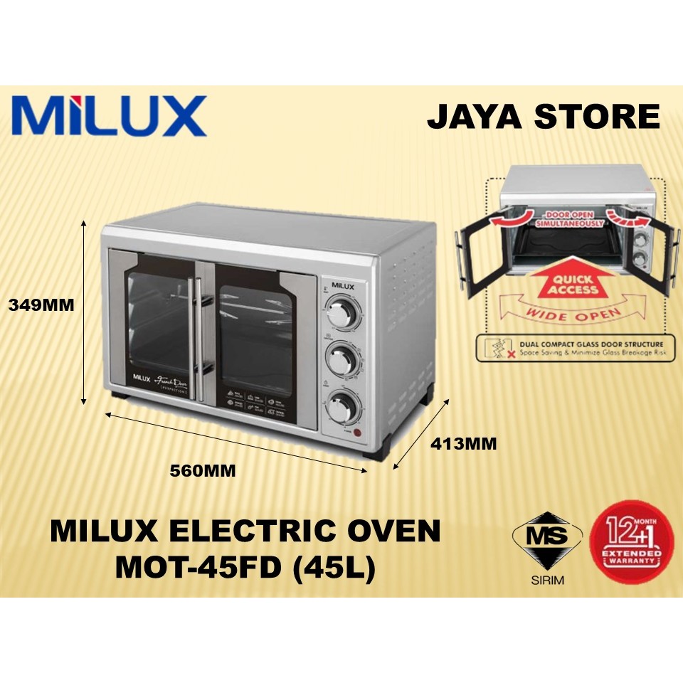 Milux 45L French Door Electric Oven MOT-45FD (Bake, Toast, Grill ...