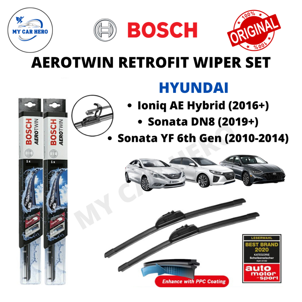 BOSCH Aerotwin Retrofit U Hook Wiper Set for Hyundai Ioniq AE Hybrid 2016+ / Sonata YF 2010-2014 ...