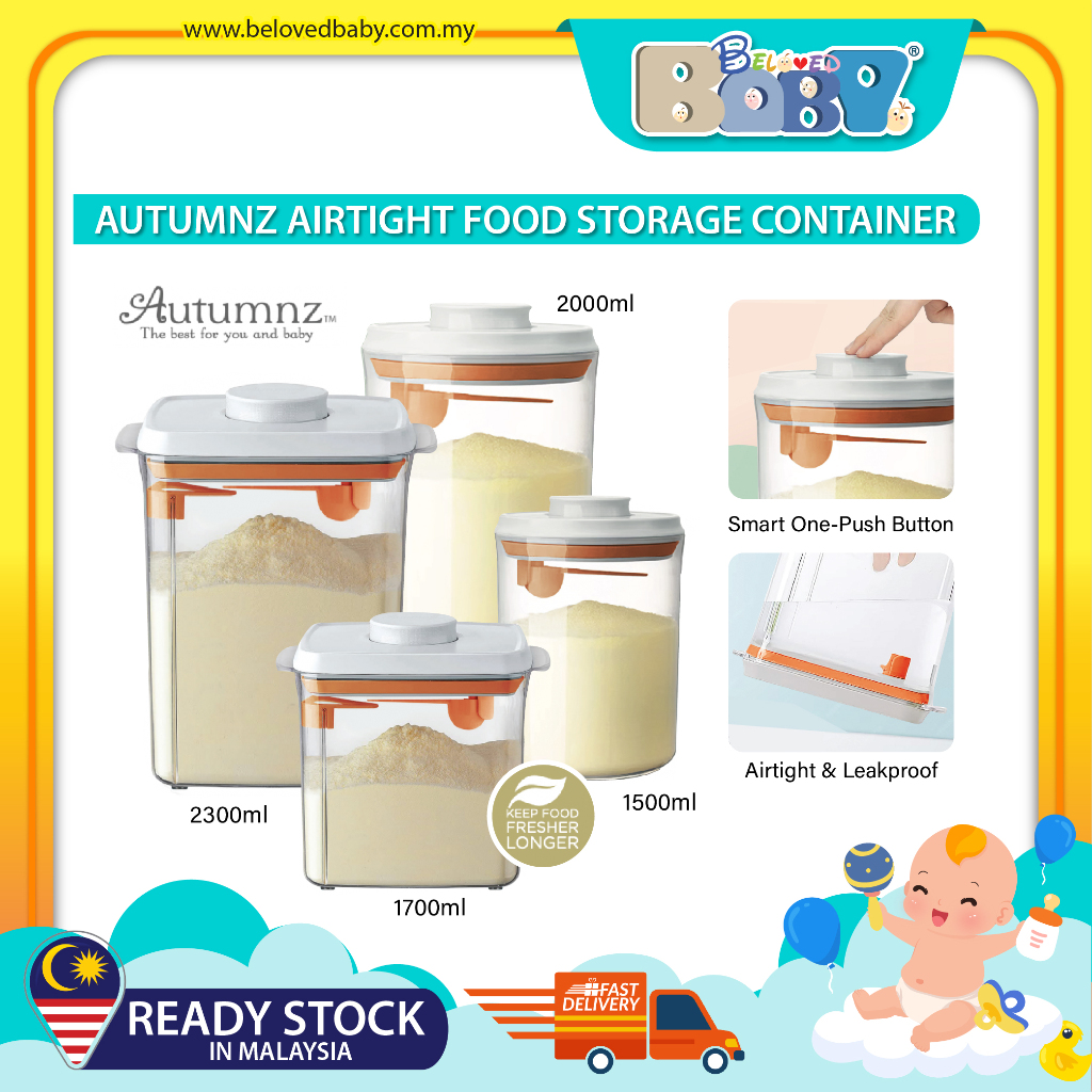 Autumnz One-Push Airtight Food Storage Container (With Spoon & Scraper ...