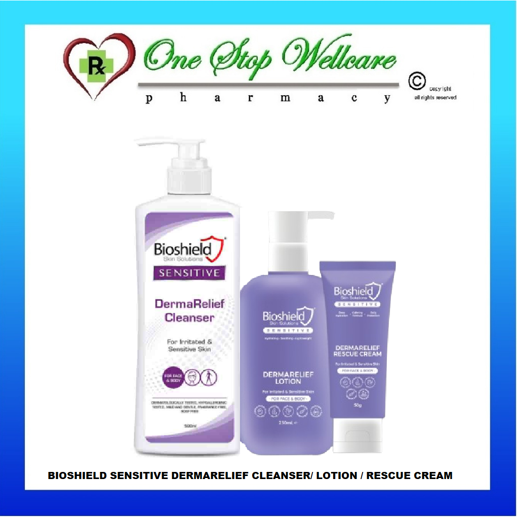 BIOSHIELD SENSITIVE DERMARELIEF CLEANSER 500ML / LOTION 230ML / RESCUE ...