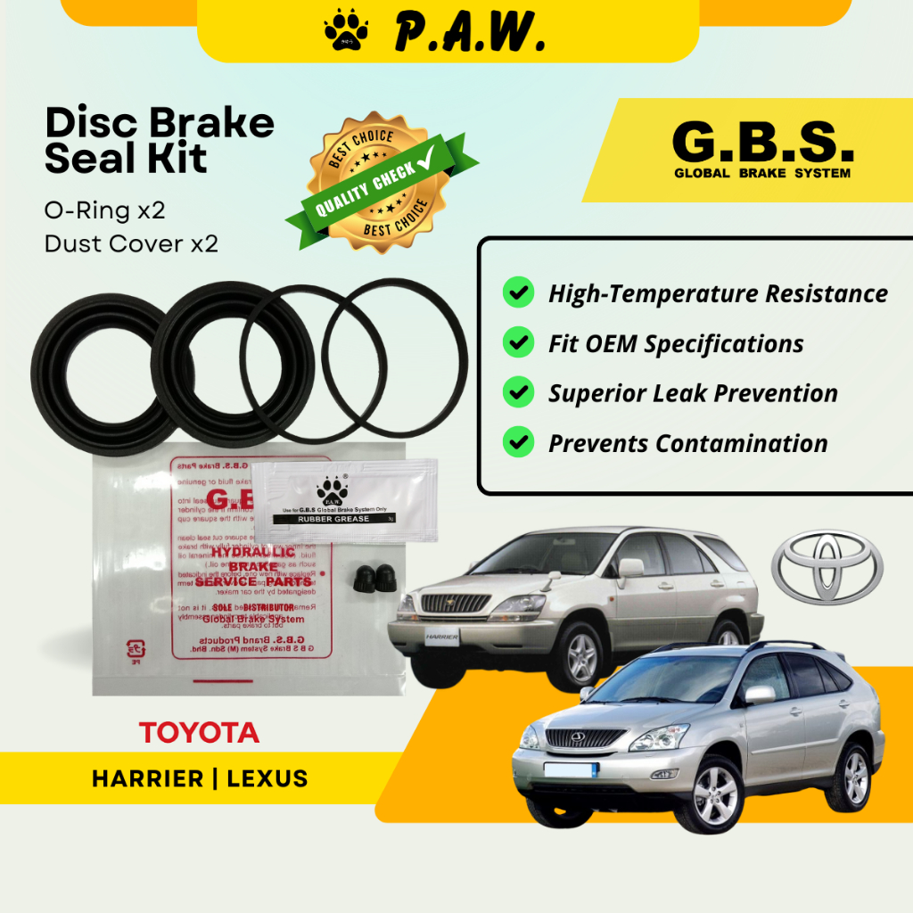 GBS Disc Brake Seal Kit For Toyota Harrier ACU30 2.4/ MCU30 3.0 & Lexus ...