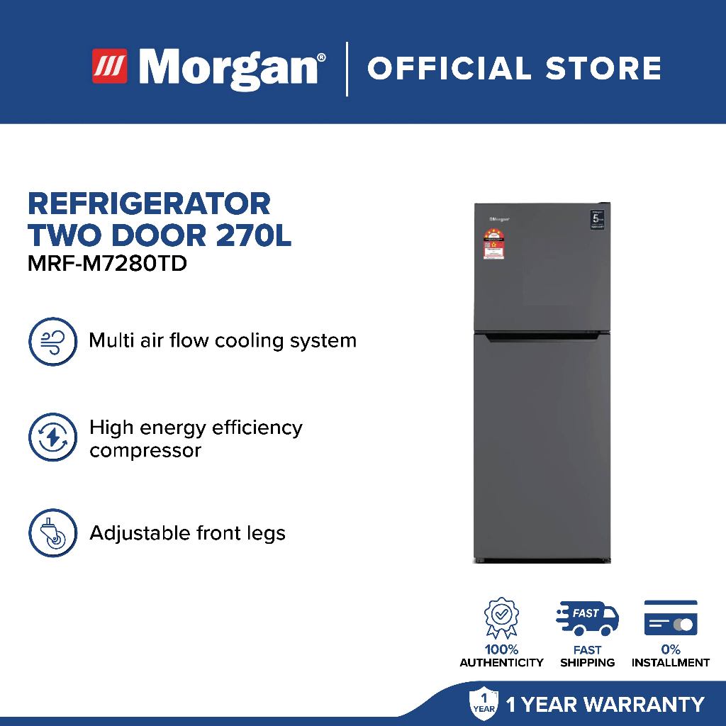 [Free Delivery] Morgan Double Door Refrigerator/Fridge/Peti Sejuk (270L ...
