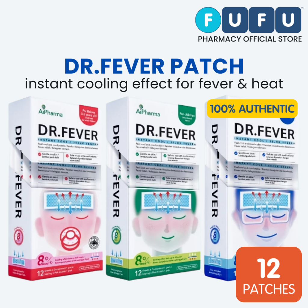 AiPharma Dr Fever Patch 12S - Instant Cooling Effect For Fever. For ...