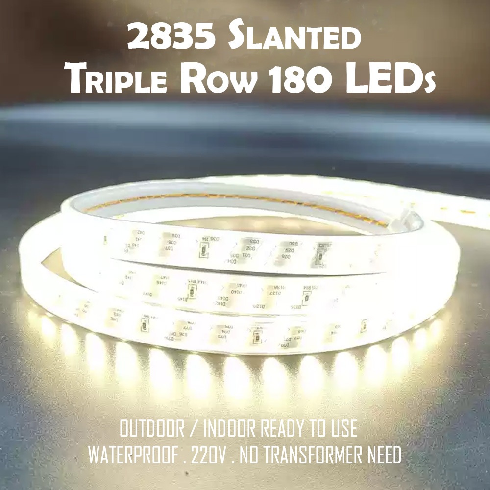 JM LED Outdoor Strip Light 220V Triple-Row 2835 PVC Soft Rubber ...