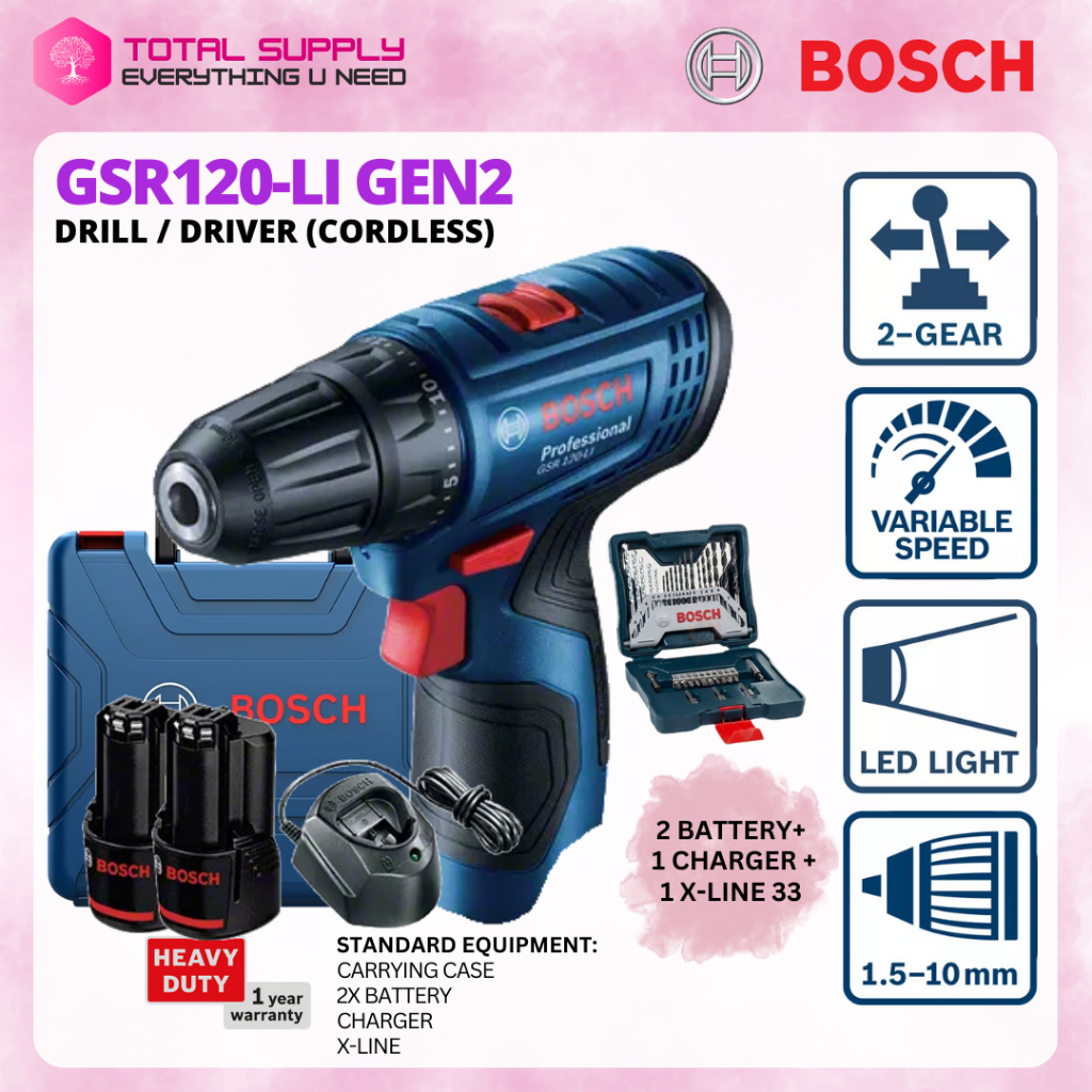 GSR120-LI GEN 2 BOSCH 12V CORDLESS DRILL DRIVER GSR120 GEN2 | Shopee ...