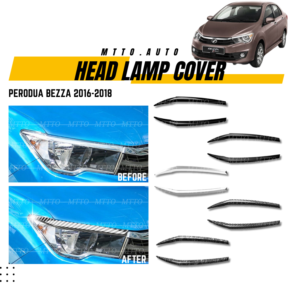 MTTO Perodua Bezza 2016-2018 Exterior Car Head Lamp Eye Lid Cover ...