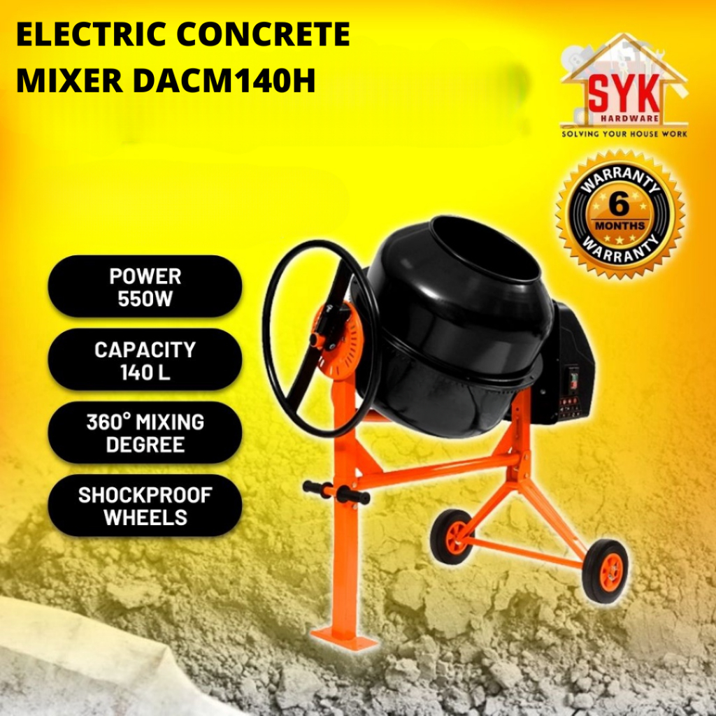 SYK (FREE SHIPPING) DACM140H 500W Electric Concrete Mixer Cement Mixer ...