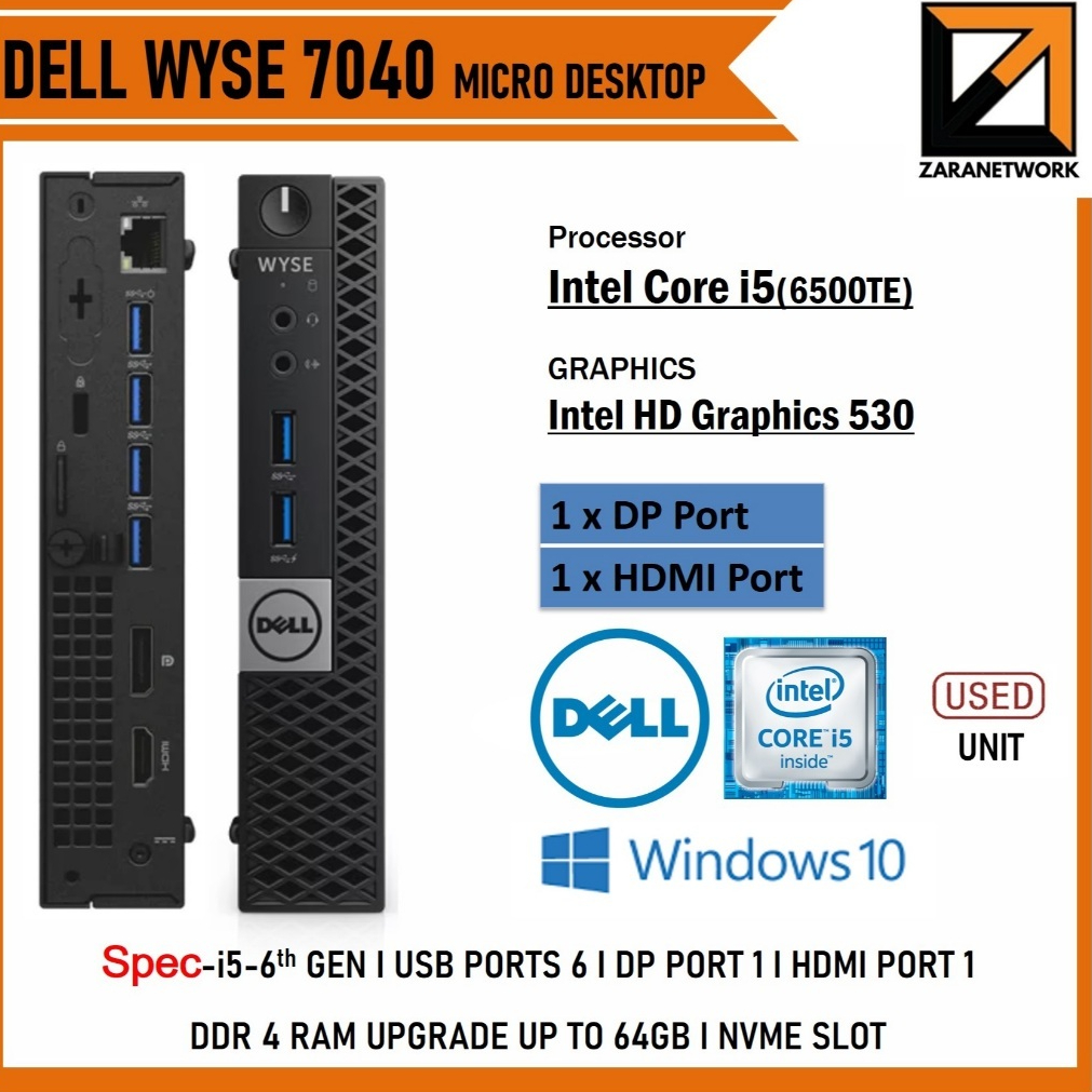 DELL MICRO Tiny PC WYSE 7040 CPU CORE i5-6500TE (6th Gen) UPTO 32GB RAM ...