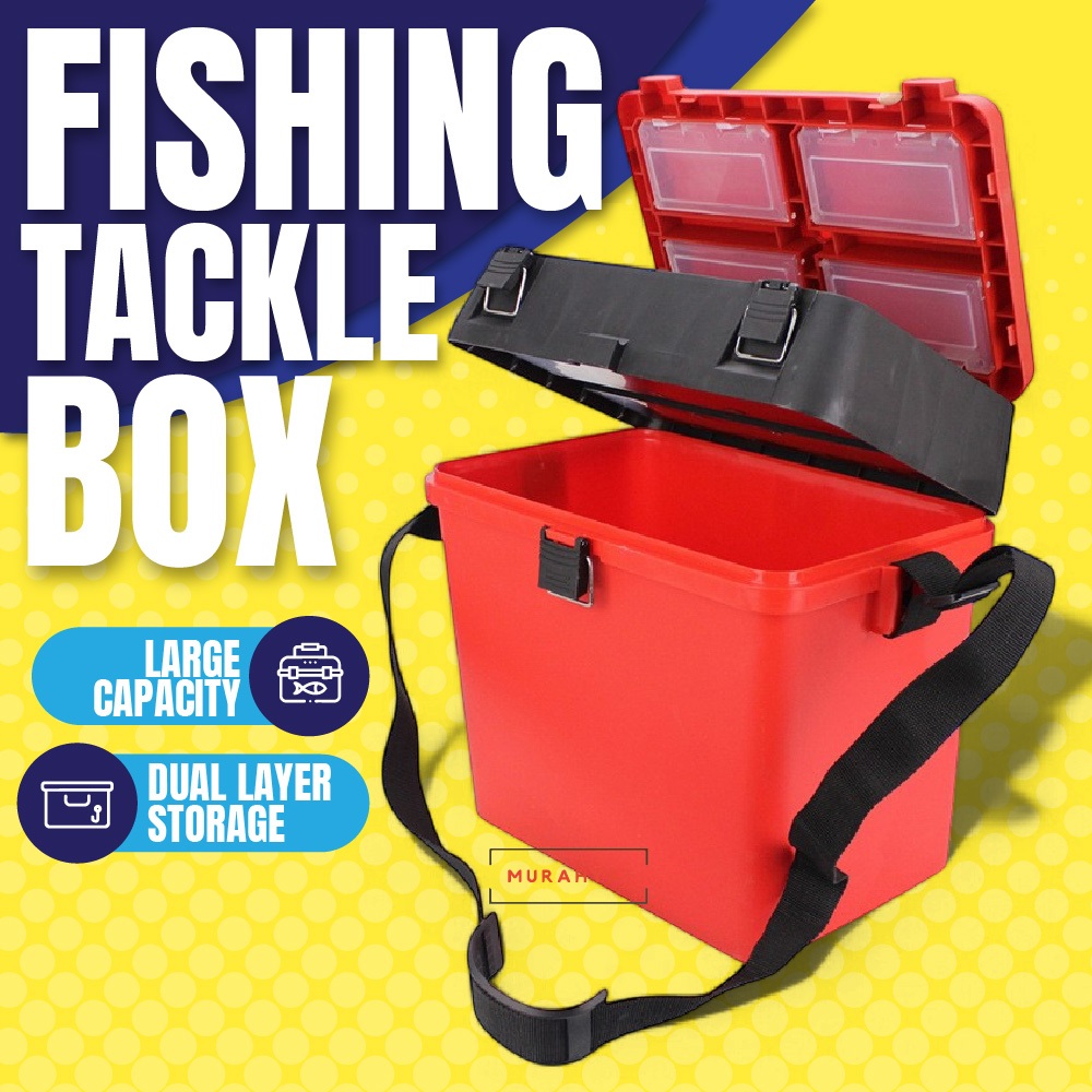 Fishing Box Multifunctional Tackle Box Large Capacity Double Layer Lures Kotak Pancing Gewang ...