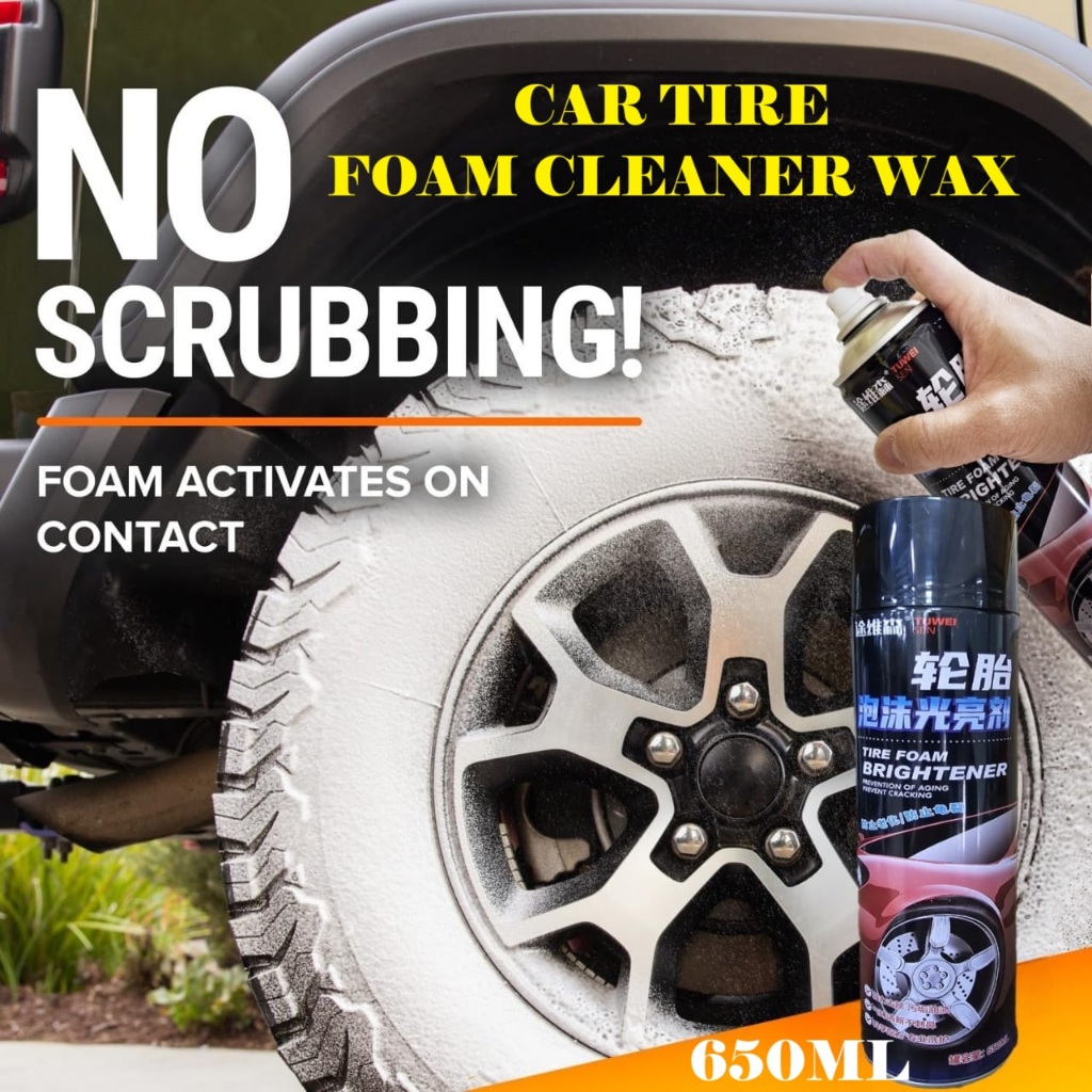 Car Tire Cleaner Foam Spray Tyre Polish Wax Motorcycle Plastic Rubber ...