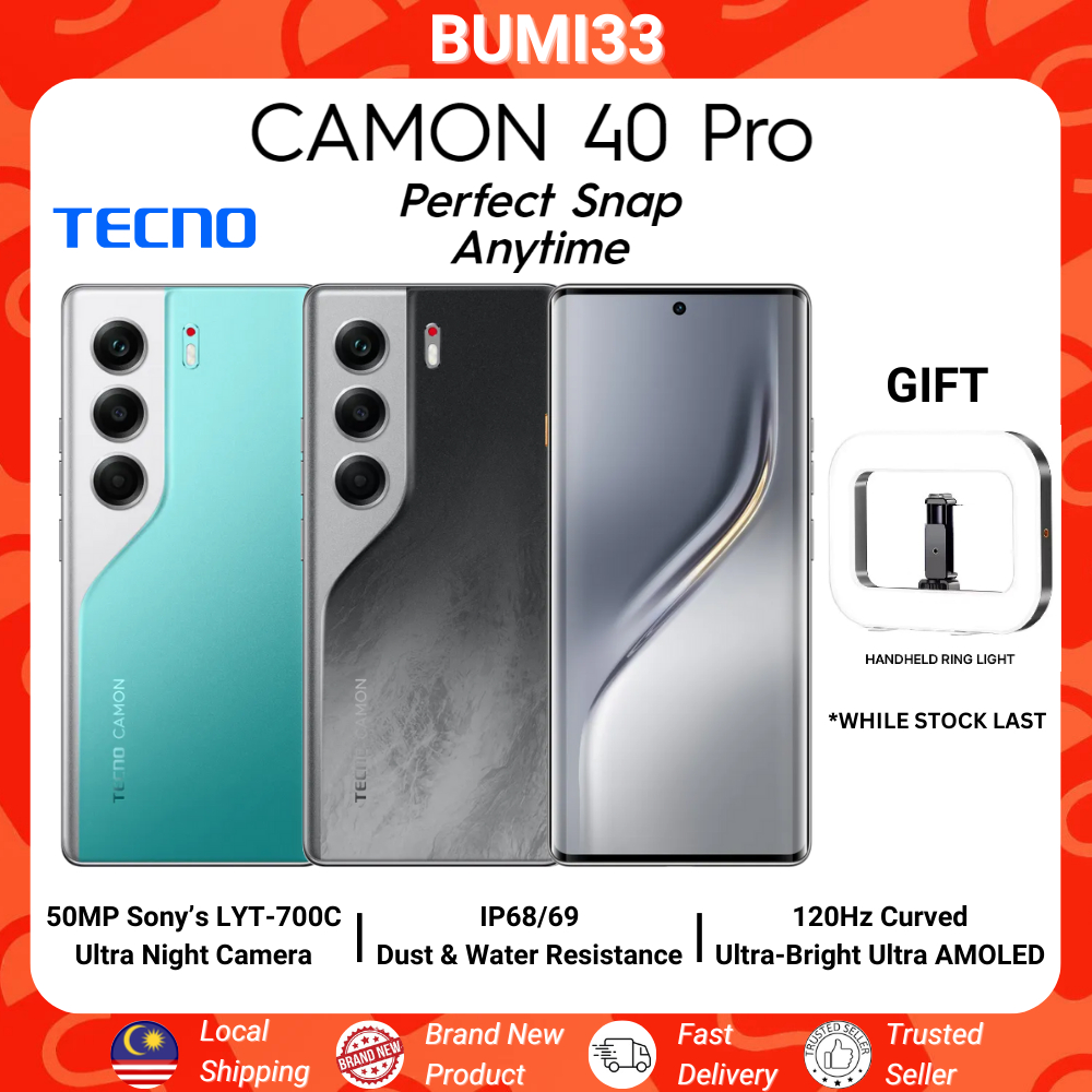 [NEW] TECNO Camon 40 Pro (16GB(8+8)RAM + 256GB ROM) l IP68/69 Dust ...