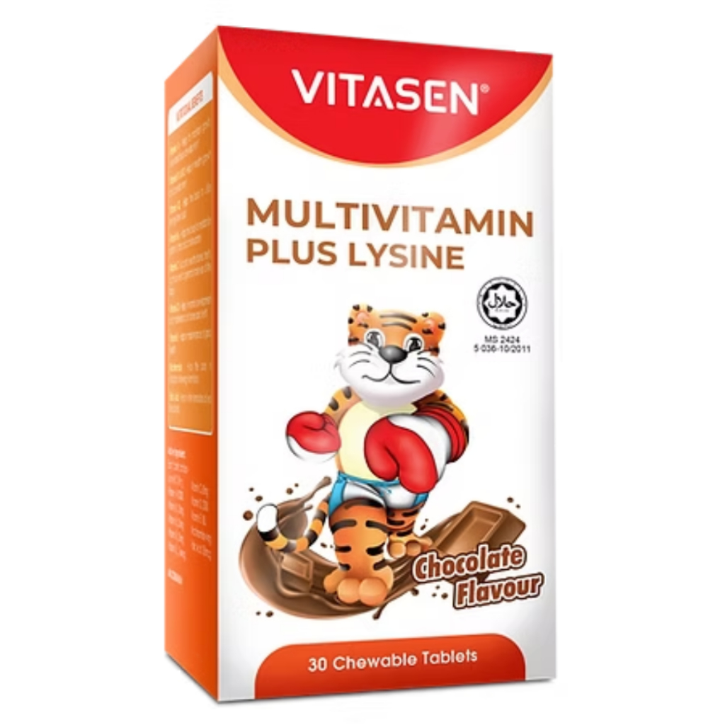 VITASEN Multivitamin Plus Lysine Chewable Tablet (Chocolate) - For Kids ...