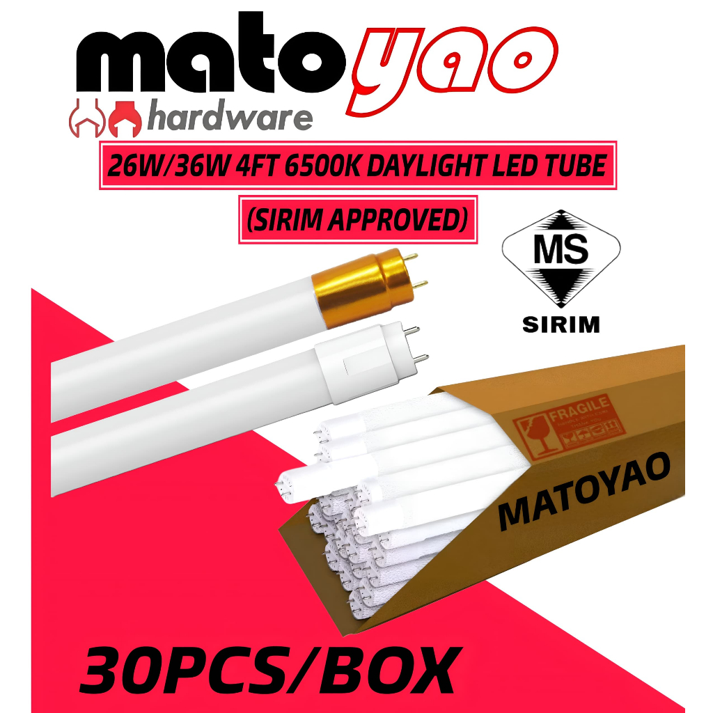 (30PCS/BOX) 26W/36W 4FT T8 6500K DAYLIGHT SIRIM LED TUBE/LAMPU LED ...
