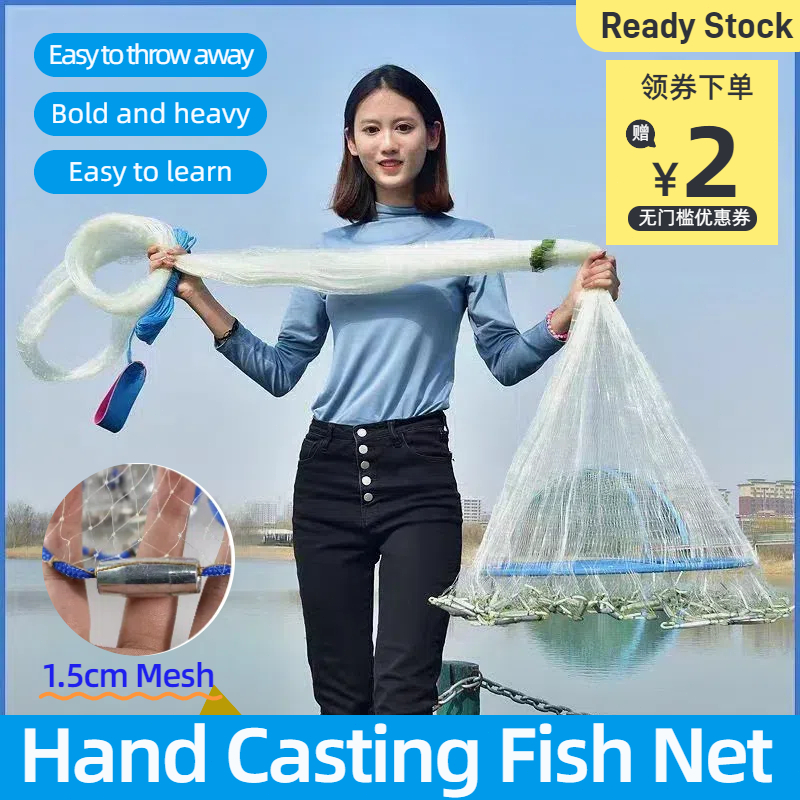 Jaring Ikan Frisbee Fishing Net Bubu Ikan Hand Casting Fish Net Nylon ...