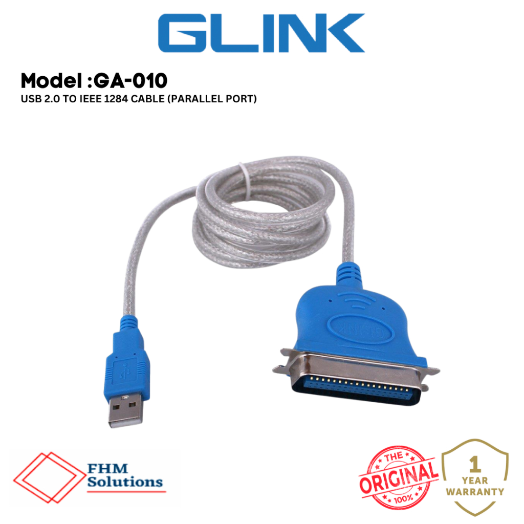 GLINK USB TO IEEE 1284 CABLE PARALLEL PORT CONVERTER PRINTER CABLE ...