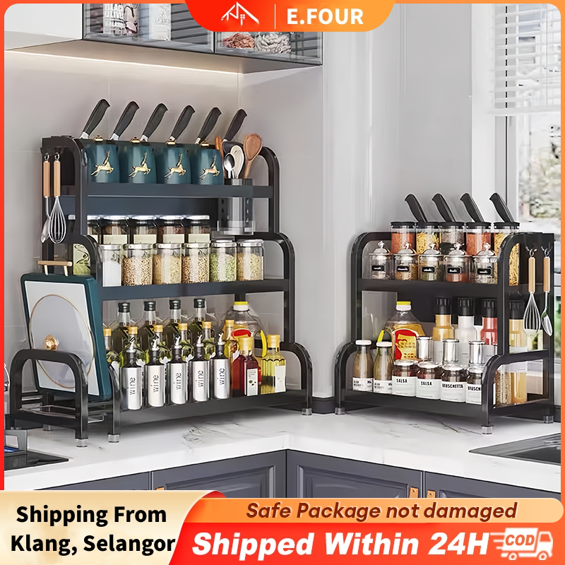 Kitchen Rak Rempah Spice Rack Stainless Steel Seasoning Storage Rak ...