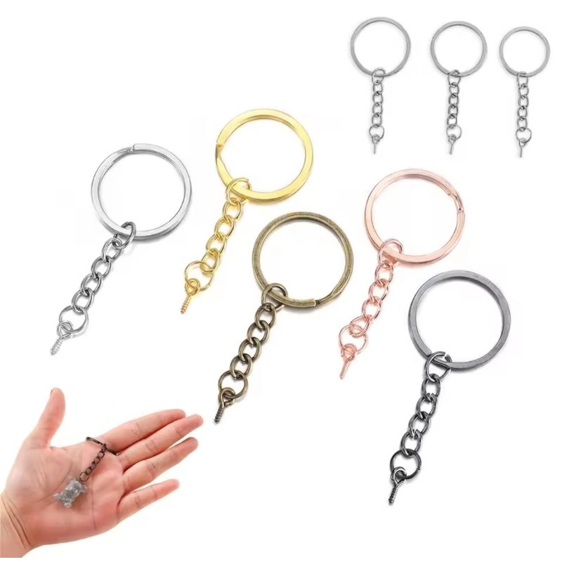 1pcs - Keychain with chain jumpring screw Stainless Steel Key ring diy ...