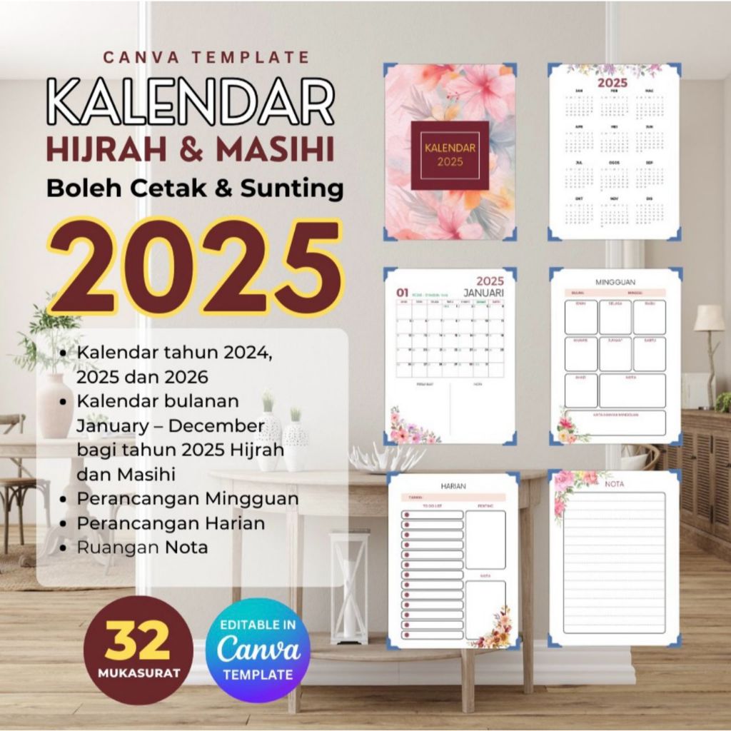 24/7 {fast} LIFETIME CANVA PR0 TEMPLATE - Kalendar 2025 Hijrah dan ...
