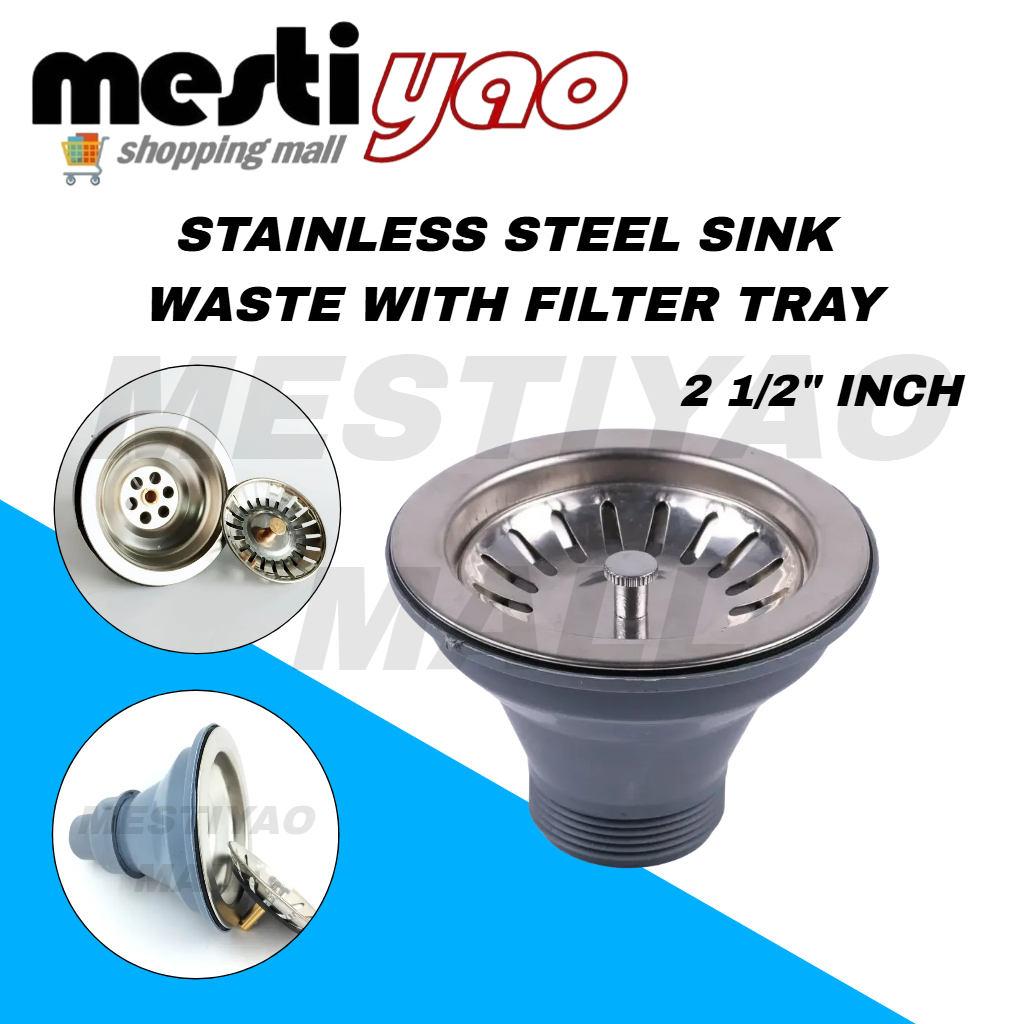 Stainless Steel 2 ½” Sink Waste Drain Strainer Kitchen Sink Basket ...