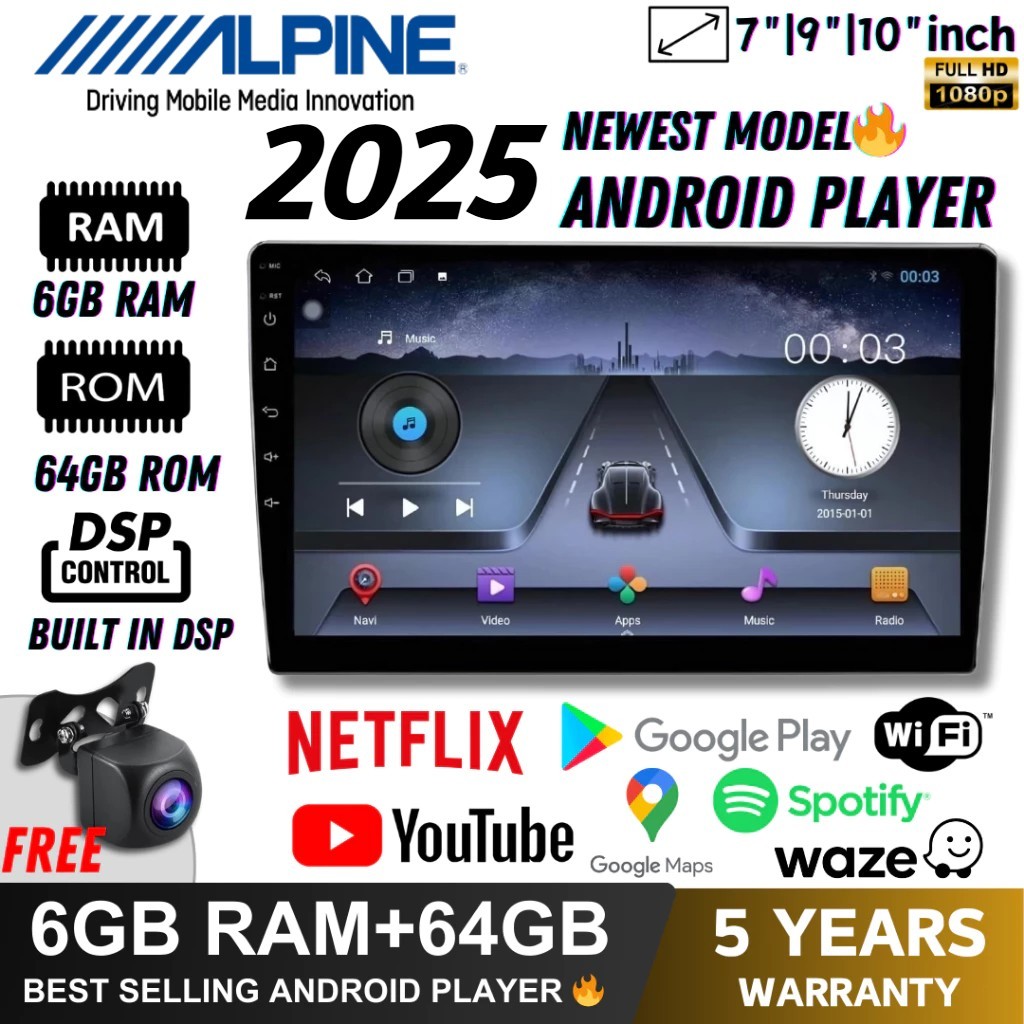 💥With Cooling System💥 [6GB RAM+64GB ROM] Alpine Android Playe inch Quad ...