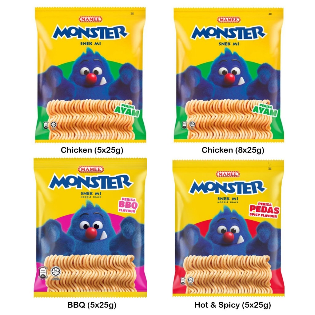 SKM Mamee Monster Noodle Snack Chicken / BBQ / Hot & Spicy (5x25g ...